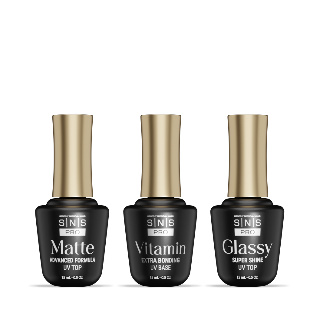 SNS Matte UV Gel Top Coat, Glassy Super Shine UV Gel Top Coat, Vitamin ...
