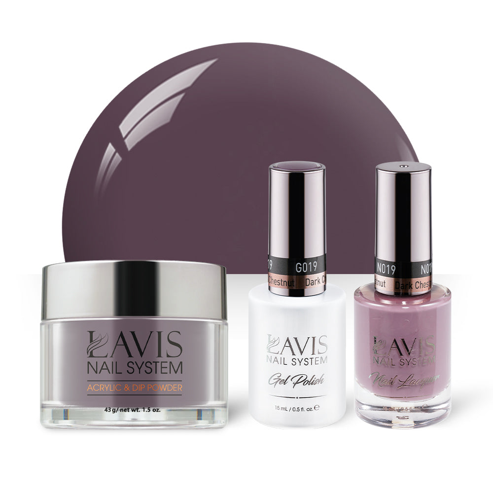 LAVIS 3 in 1 - 019 Dark Chestnut - Acrylic & Dip Powder (1.5oz), Gel ...