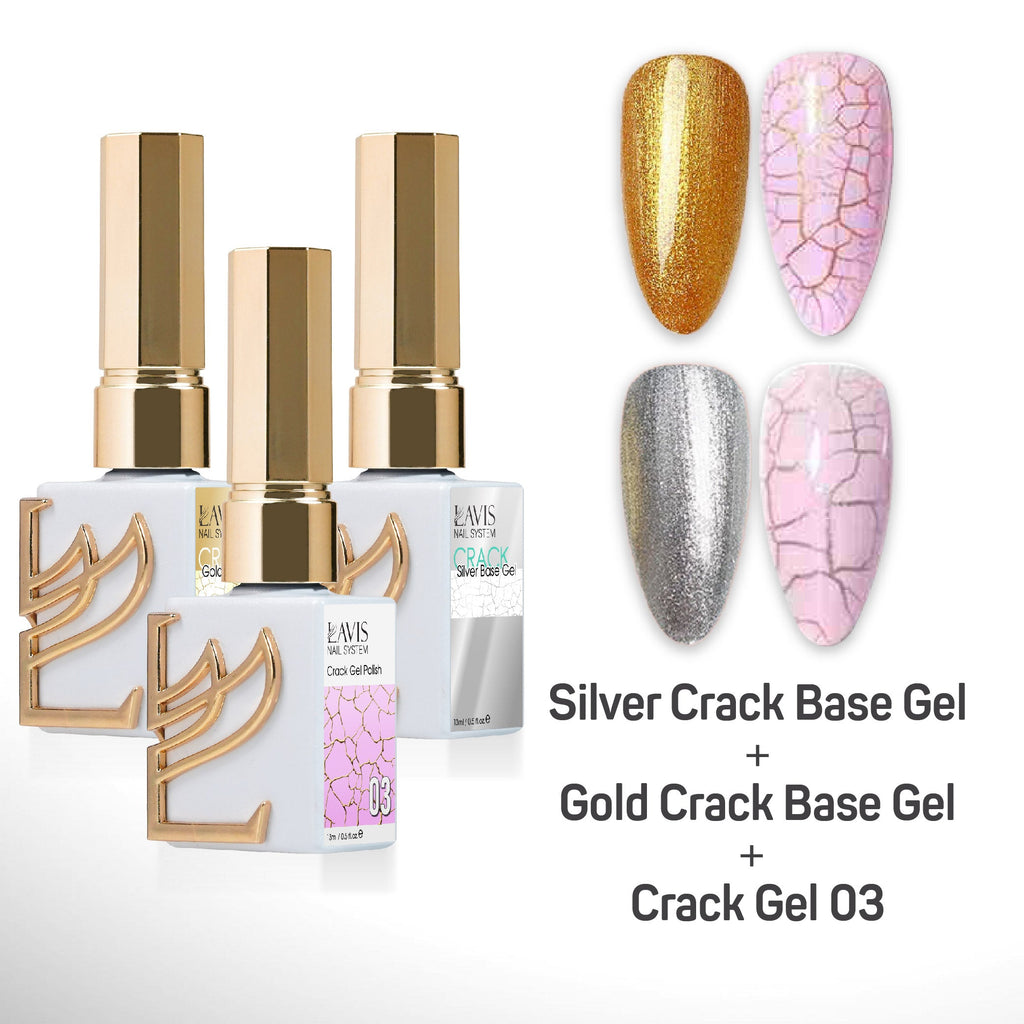 LAVIS Crack Gel 03 + Silver Crack Base Gel + Gold Crack Base Gel - 0.5 ...