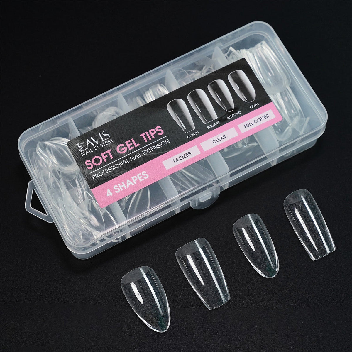 LAVIS - Soft Gel Tips - 4 Shapes Clear – ND Nails Supply