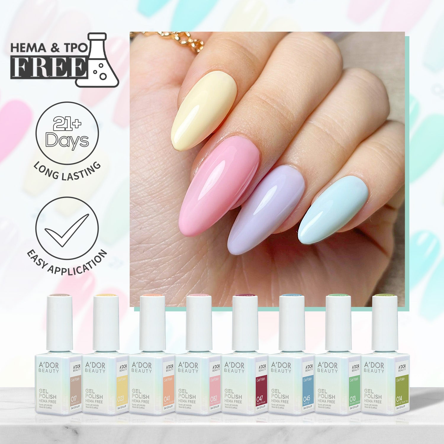 A'DOR HEMA-Free Gel Polish 144 Color Collection Set – ND Nails Supply