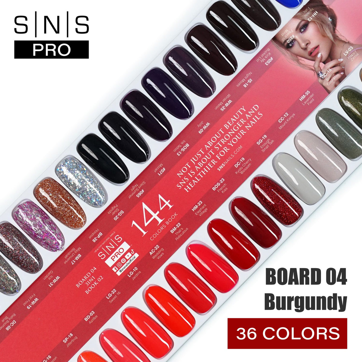 SNS Pro 3 in 1 - Board 4 Burgundy (109 - 144) - Dip, Gel & Lacquer Mat ...