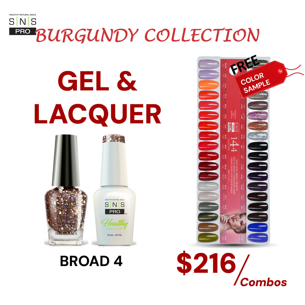 SNS Pro Gel Nail Polish Duo Set 36 Colors - Board 4 Burgundy (109 - 14 ...