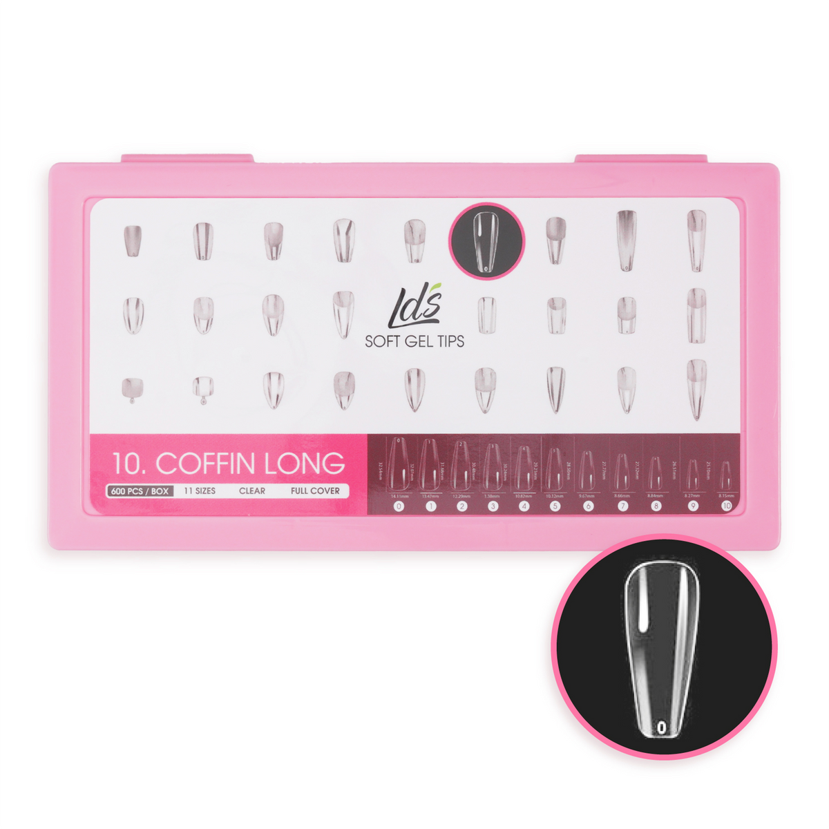LDS - 10 Coffin Long Clear Nail Tips (Full Cover) – ND Nails Supply