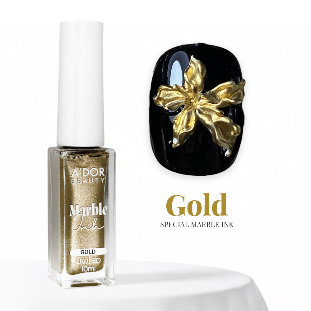 A'DOR Metallic Marble Ink 10ml - Gold - ND Nail Supply – ND Nails Supply