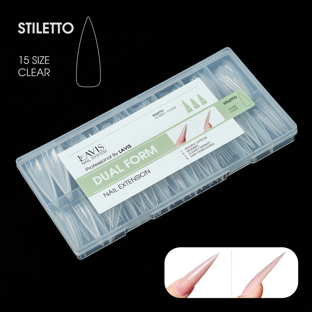 LAVIS - Dual Form Stiletto 15 Sizes Clear - ND Nail Supply – ND Nails ...