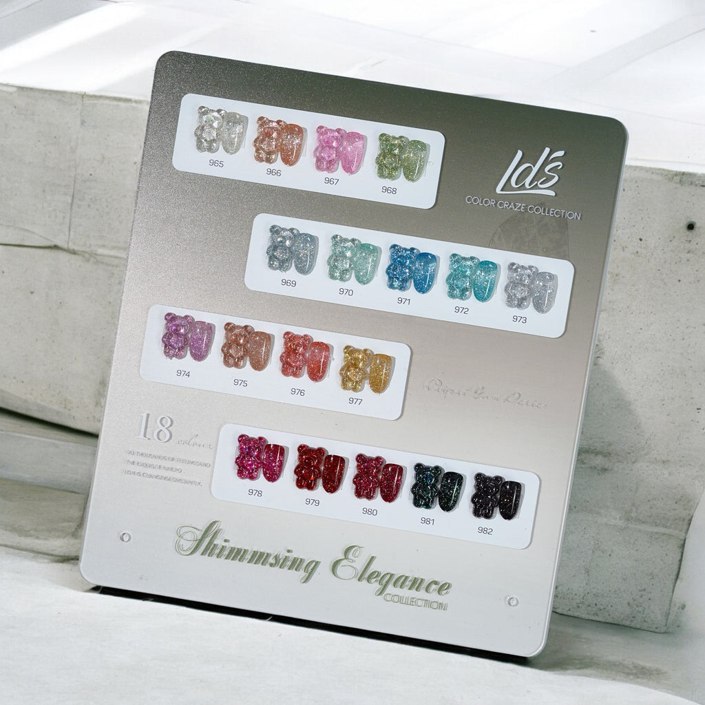 LDS Shimming Elegance Gel Polish Set - 18 Glitter – ND Nails Supply