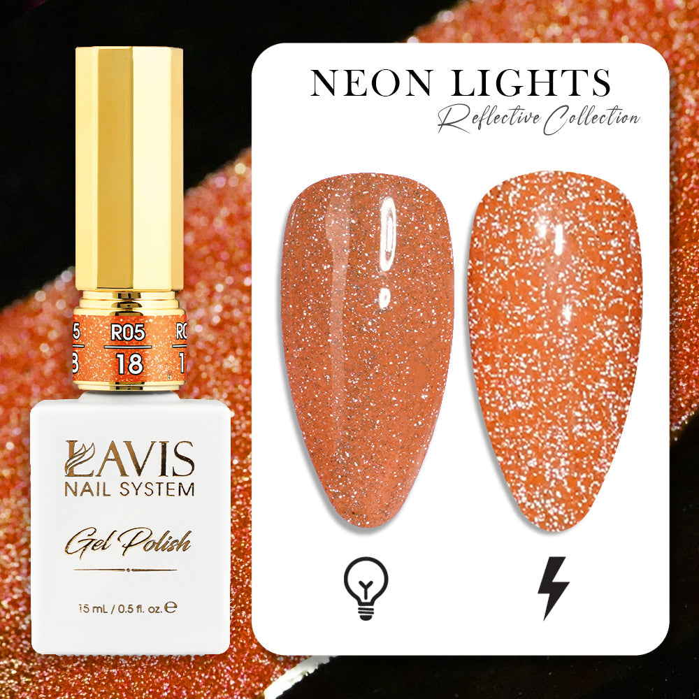 LAVIS Reflective R05 - 18 - Gel Polish 0.5 oz - Neon Lights Reflective ...
