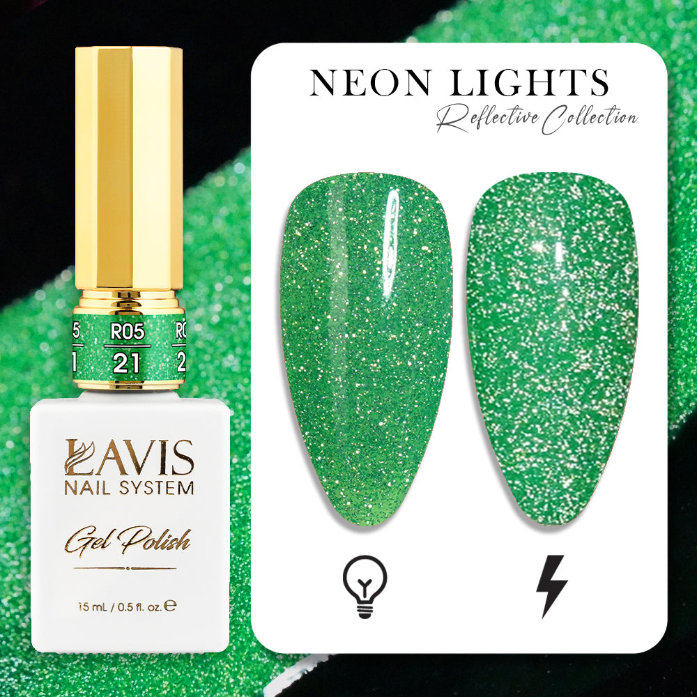 LAVIS Reflective R05 - 21 - Gel Polish 0.5 oz - Neon Lights Reflective ...