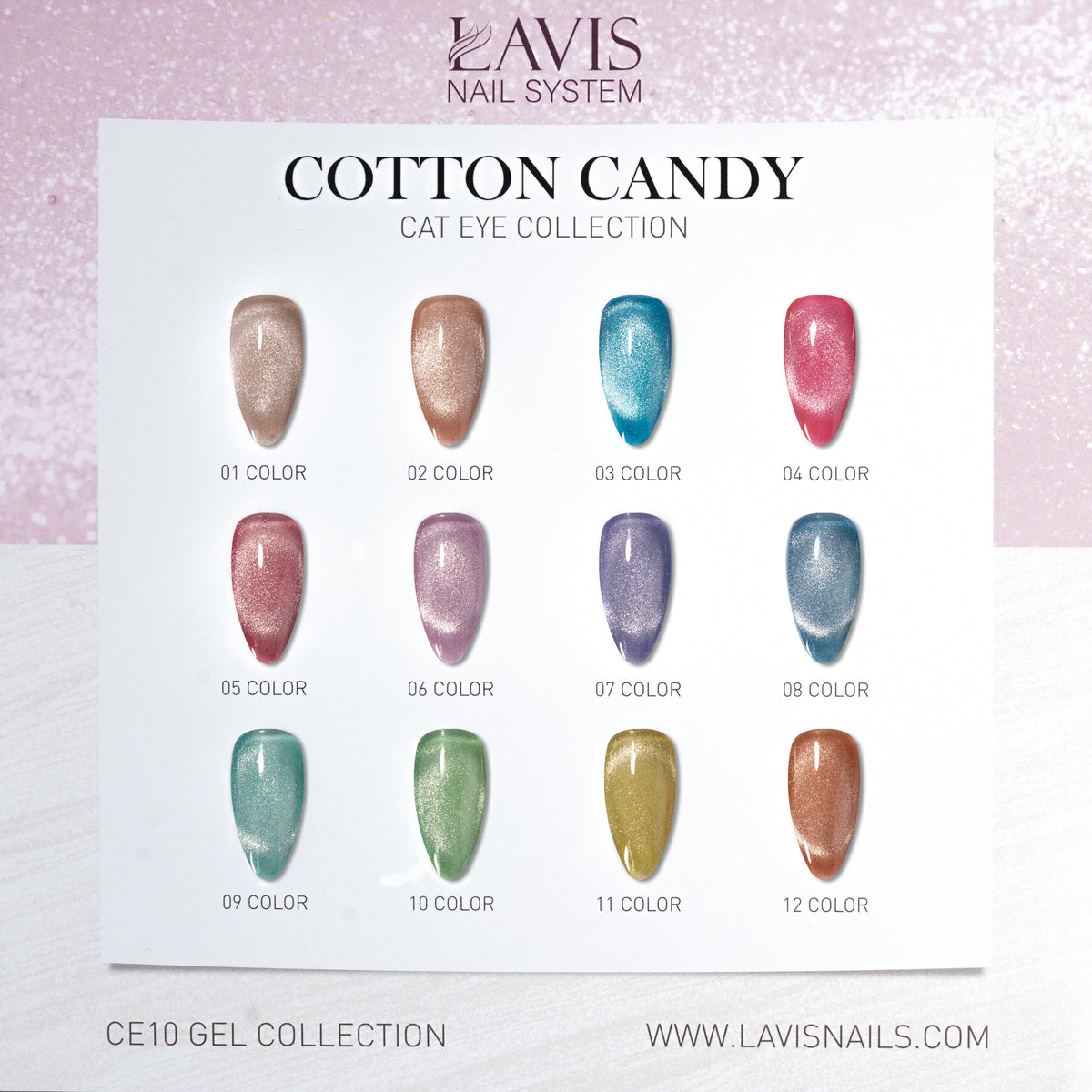 Lavis Cat Eye CE10 - Set 12 Colors - Cotton Candy Collection V2 | ND Nails Supply